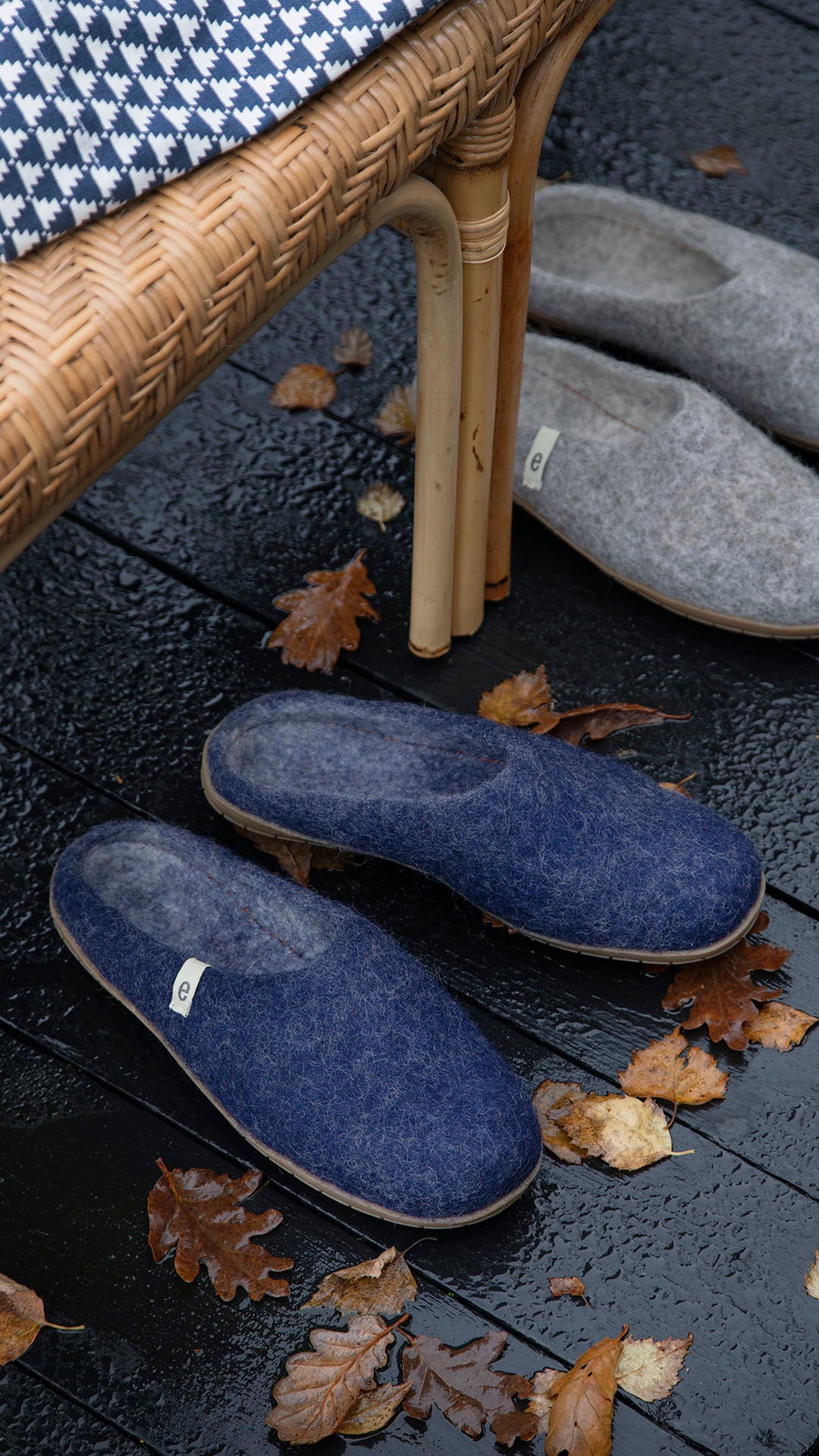 Egos Felted Wool Slippers - Blue | The Natural Slipper Shop